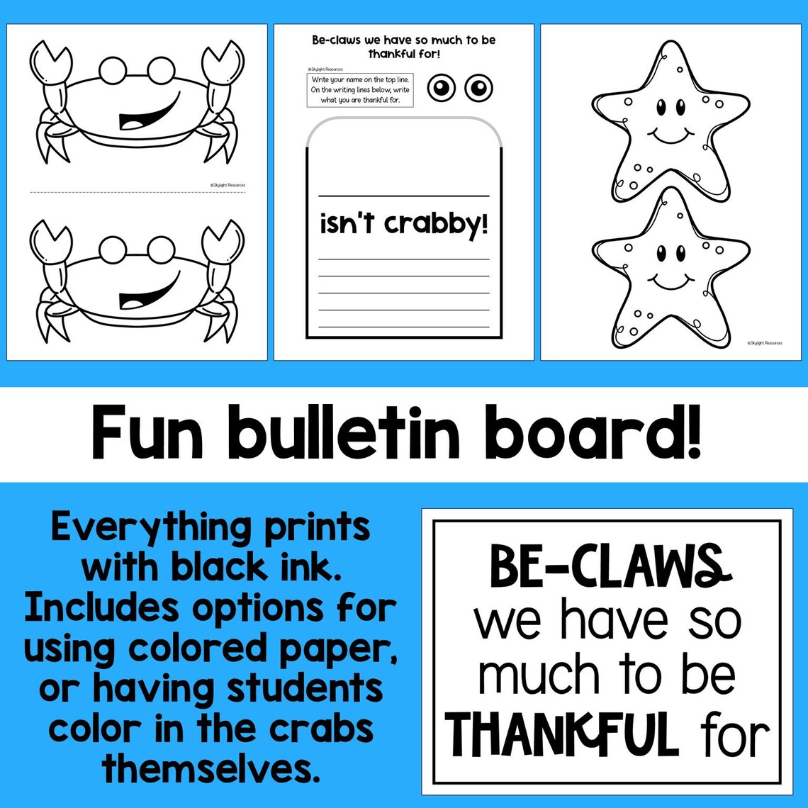 Ocean Crab Bulletin Board Writing Craft | SEL Thankful Activity | Fun ...