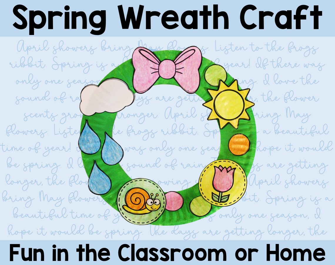 Spring Wreath Paper Plate Craft Activity Art Project for - Etsy