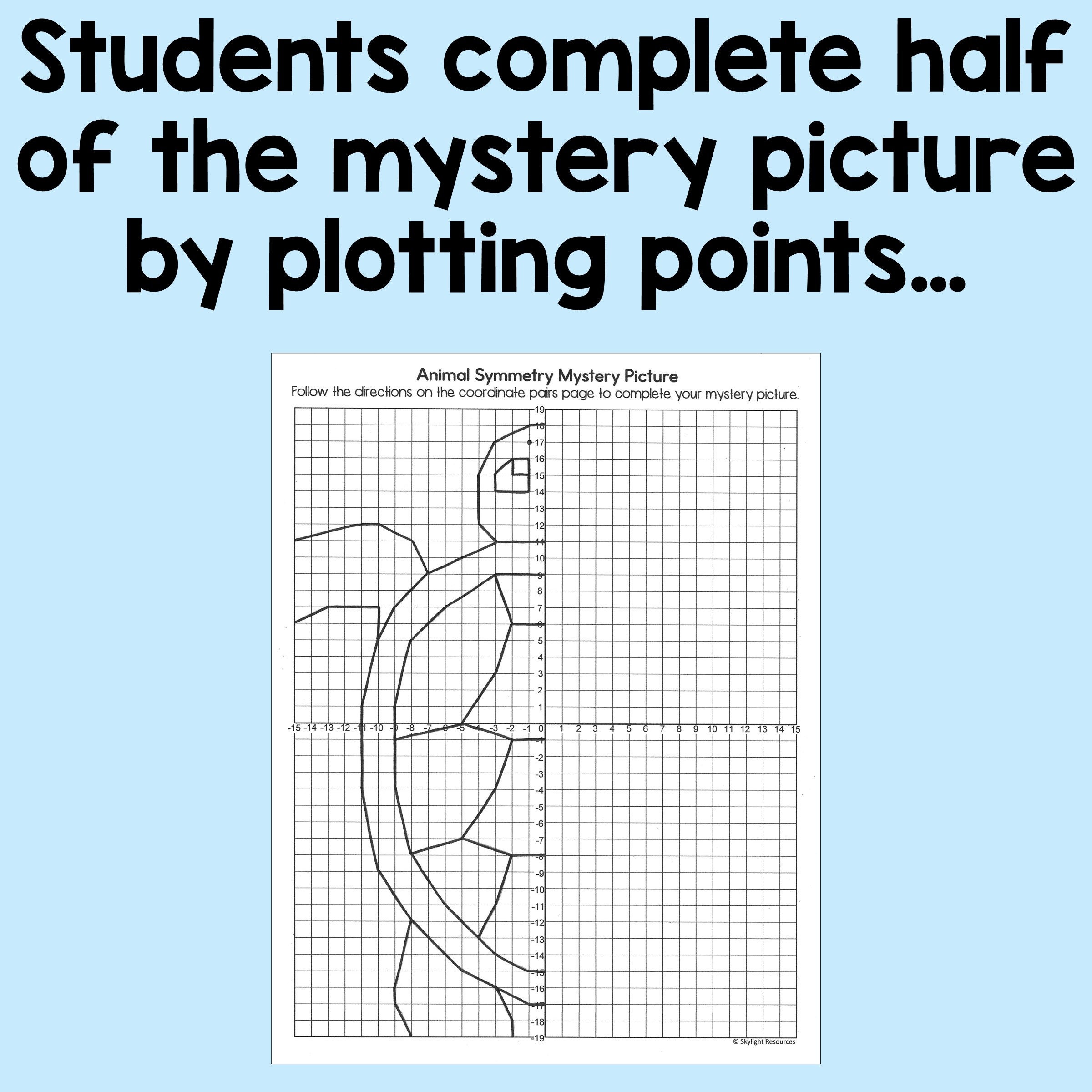 Animal Coordinate Plane Graphing Pictures | Symmetry Activity in Four ...