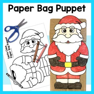 Santa Claus Paper Bag Puppet Christmas Craft Activity for Kids - Etsy