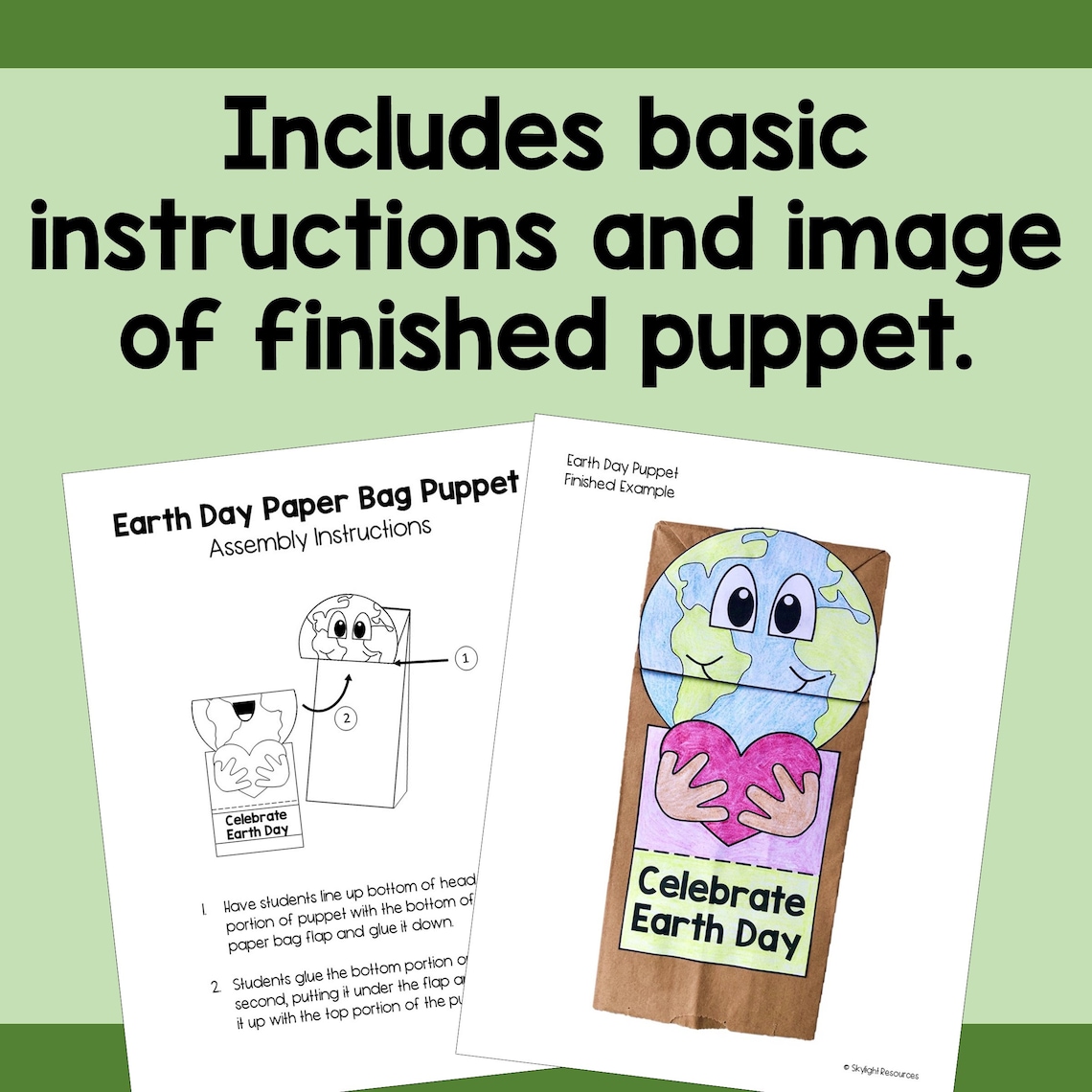Earth Day Paper Bag Puppet Craft Kids Activity for School or Home - Etsy