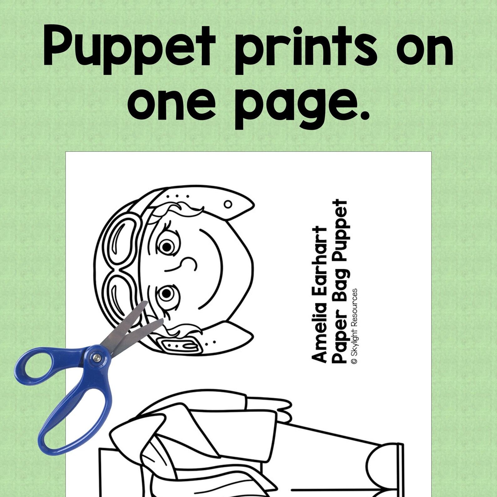 Women's History Month Paper Bag Puppet | Amelia Earhart Craft Activity ...