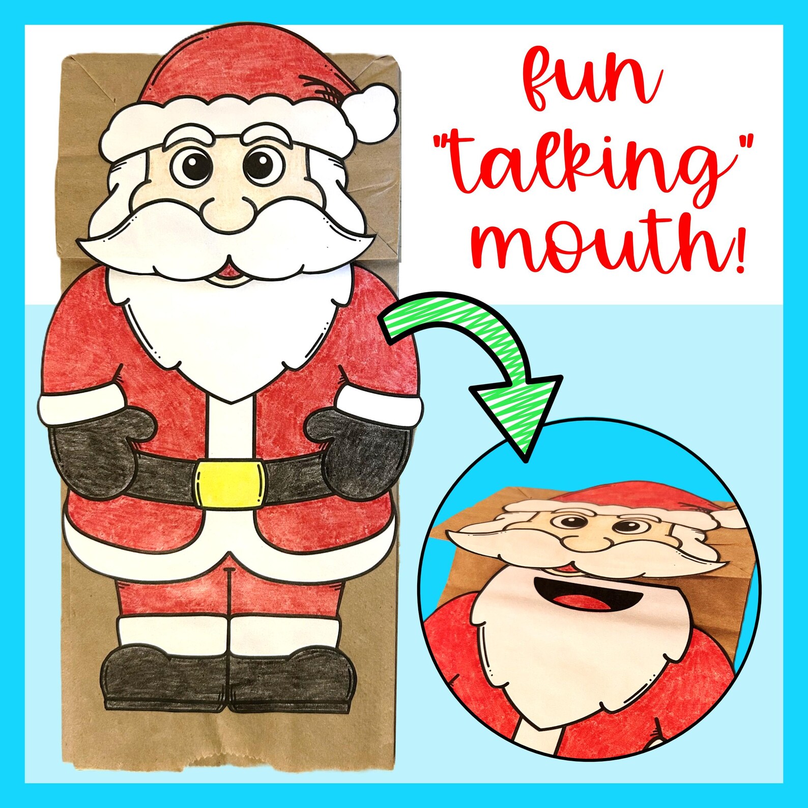 Santa Claus Paper Bag Puppet Christmas Craft Activity for Kids - Etsy
