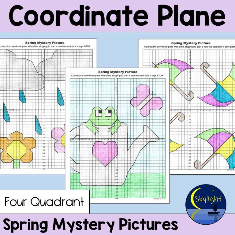 Spring Coordinate Plane Graphing Pictures Four Quadrant Math Activity ...