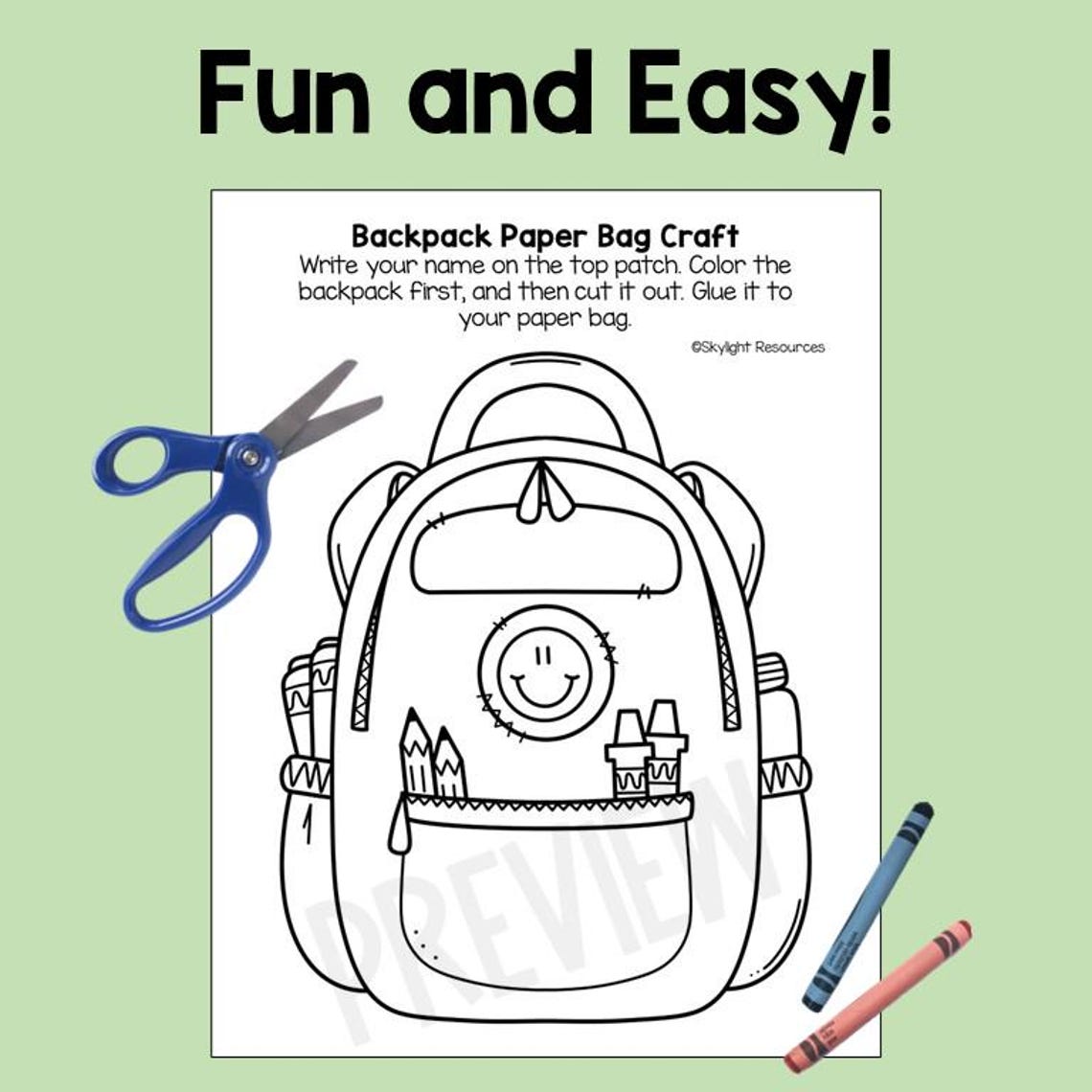 Backpack Paper Lunch Bag Craft: Back to School or Show and Tell ...
