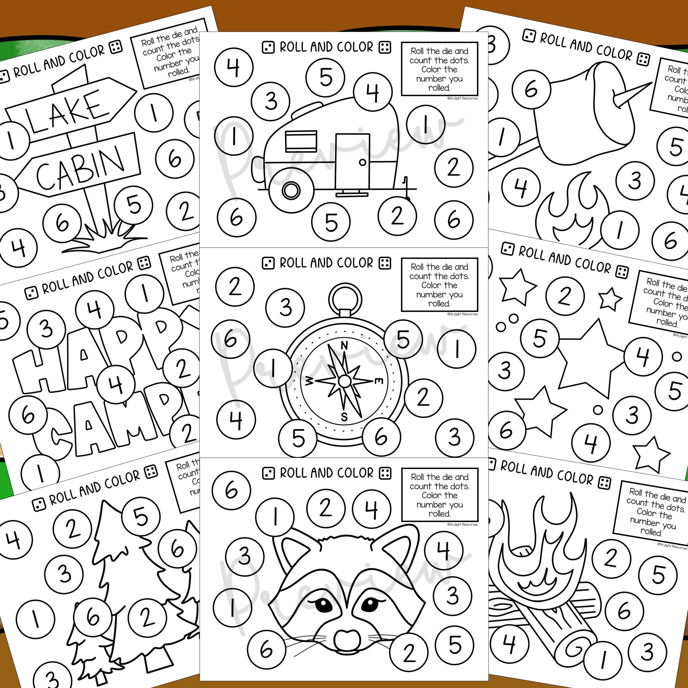 Math Roll and Color Summer Themed Number Recognition, Counting and ...