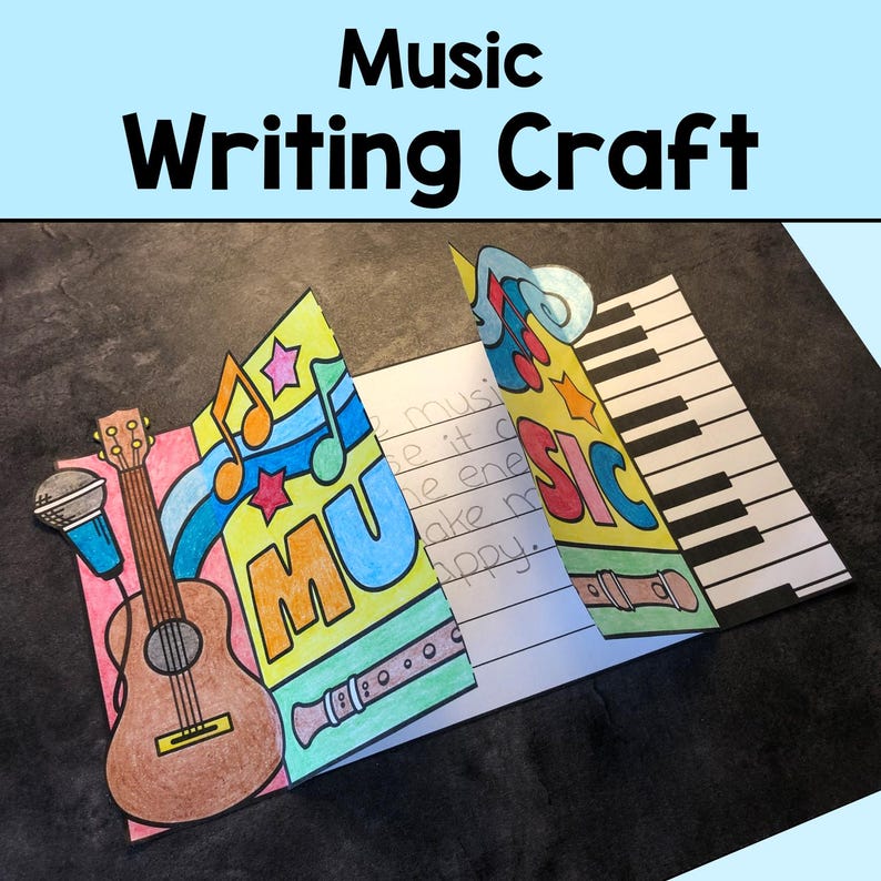 Music Fun Writing Craft Activity With Prompts for Kindergarten, 1st ...