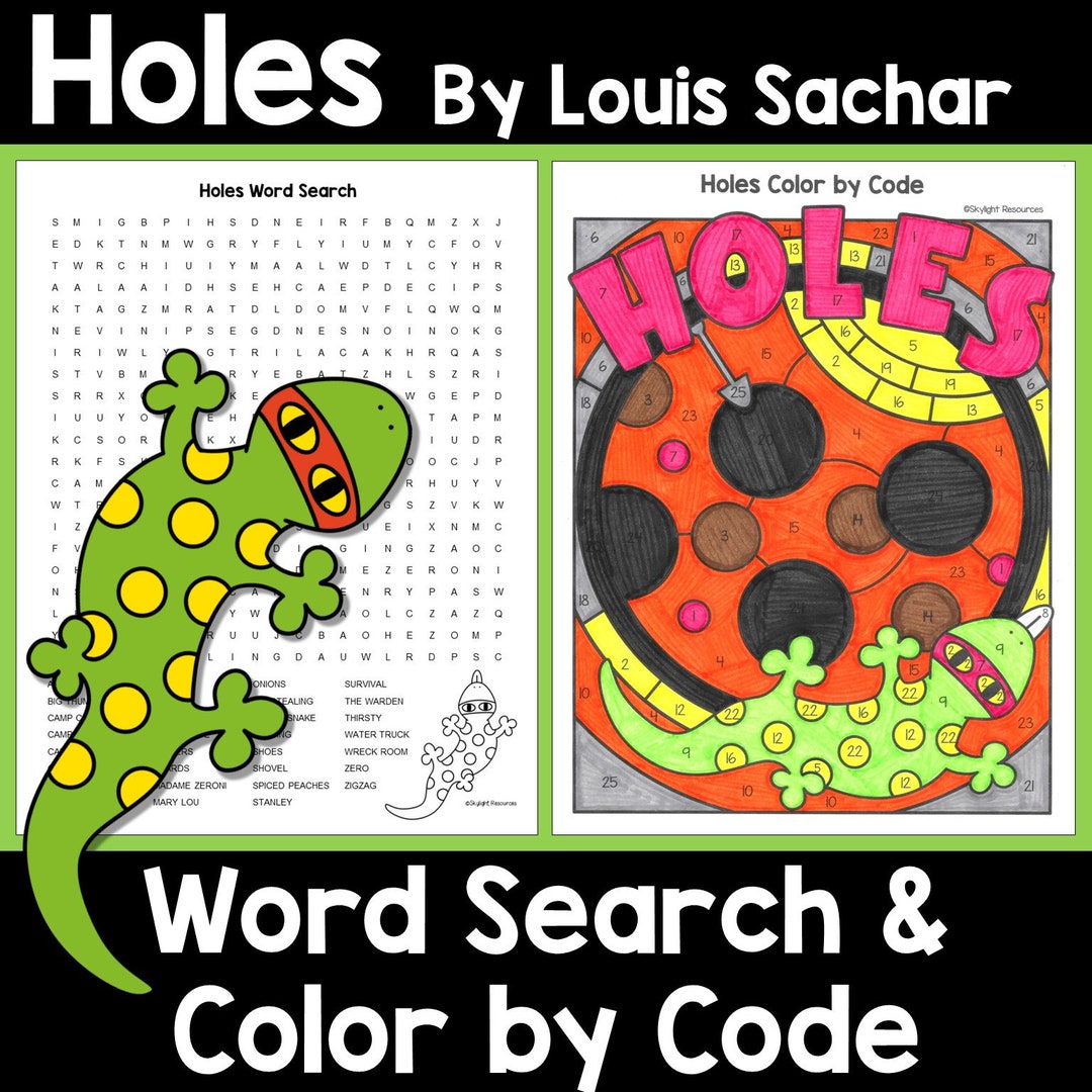 Holes Word Search and Color by Number Novel Reading Questions, Fun ...