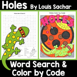 Holes Word Search and Color by Number Novel Reading Questions, Fun ...