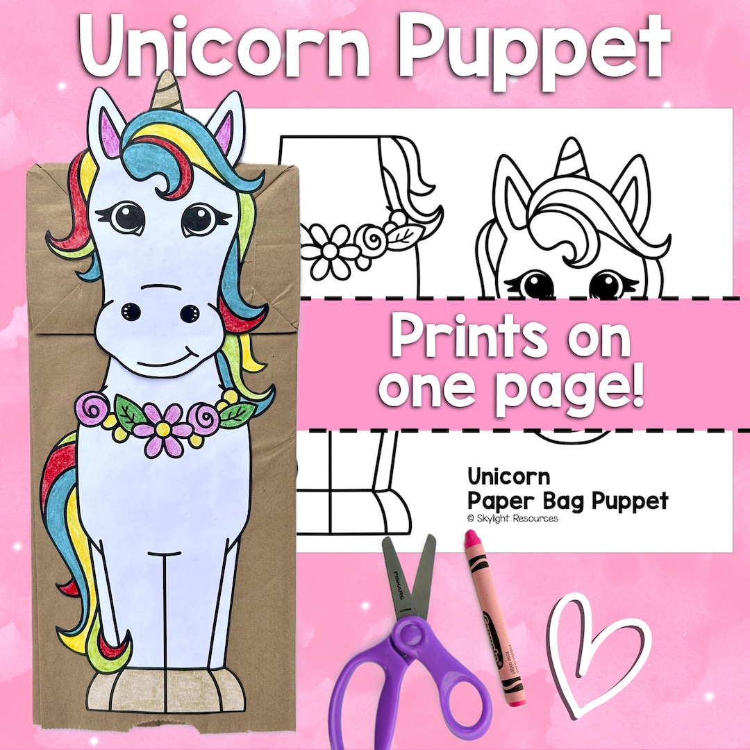 Unicorn Paper Bag Puppet Fun Craft Activity for Kids - Etsy