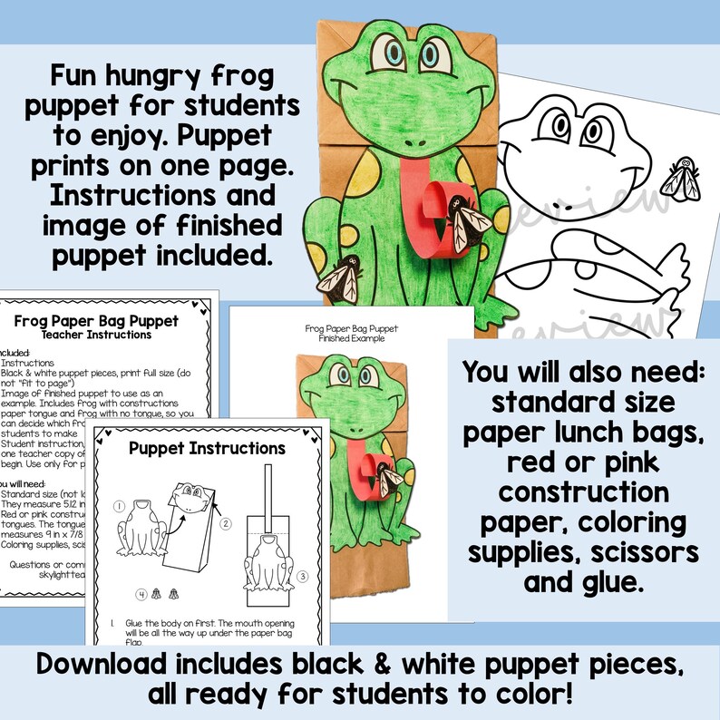Hungry Frog Paper Bag Puppet | Fun Spring Kids Activity for Classroom ...
