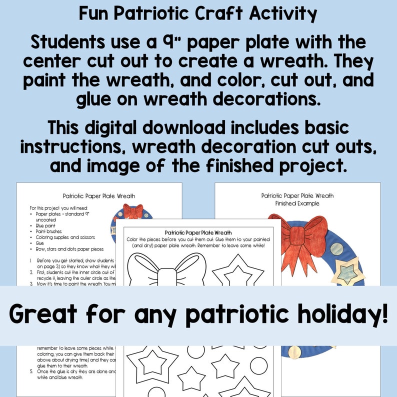 Patriotic Paper Plate Wreath Craft Activity for Presidents' Day ...