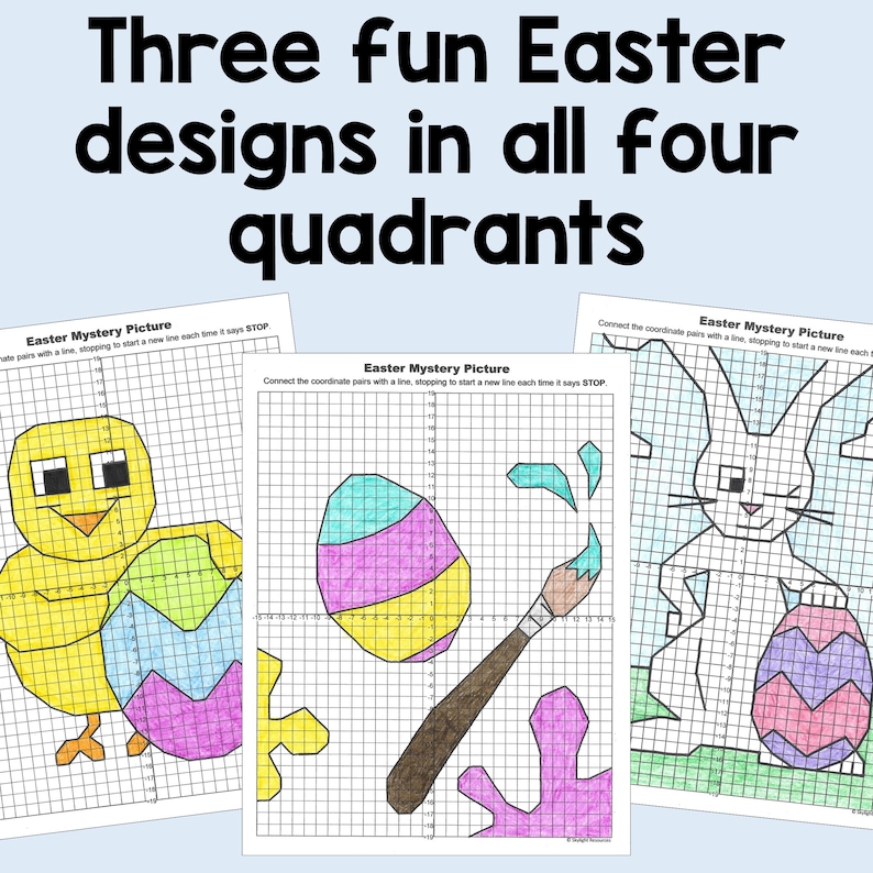 Easter Coordinate Plane Mystery Graphing Pictures 4-quadrant Math ...