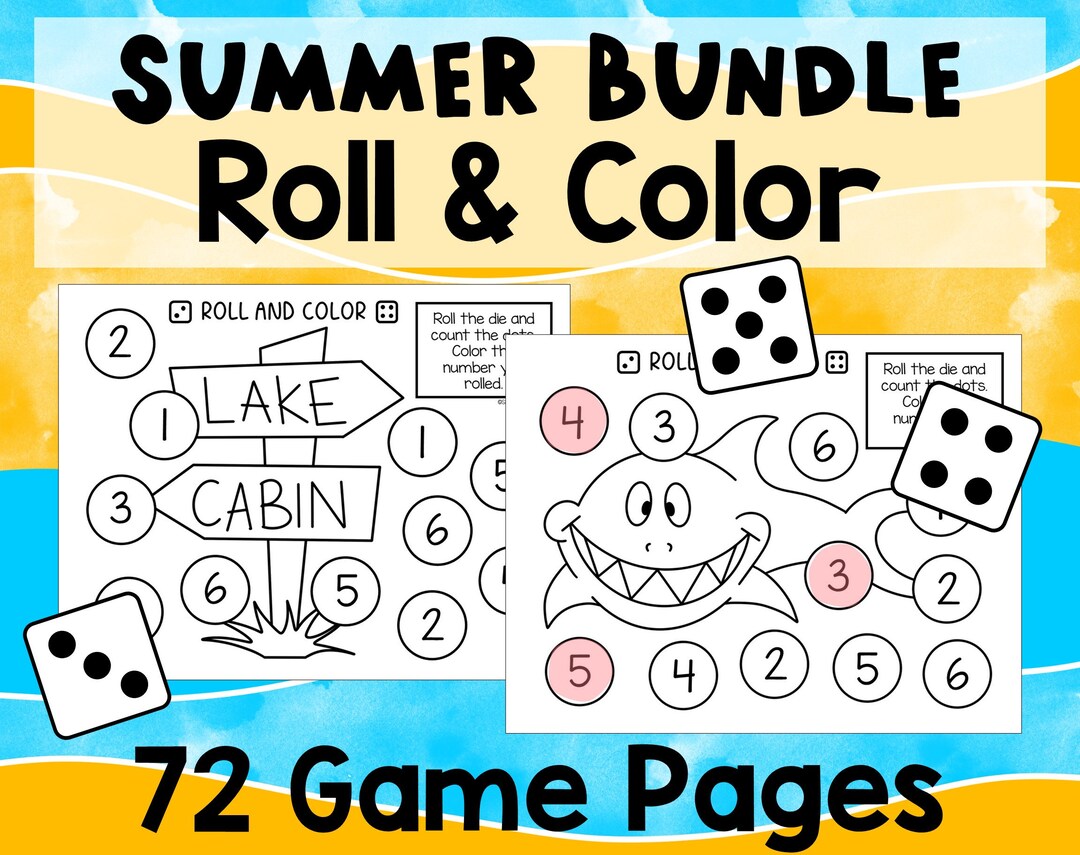 Math Roll and Color | Summer Themed | Number Recognition, Counting and ...