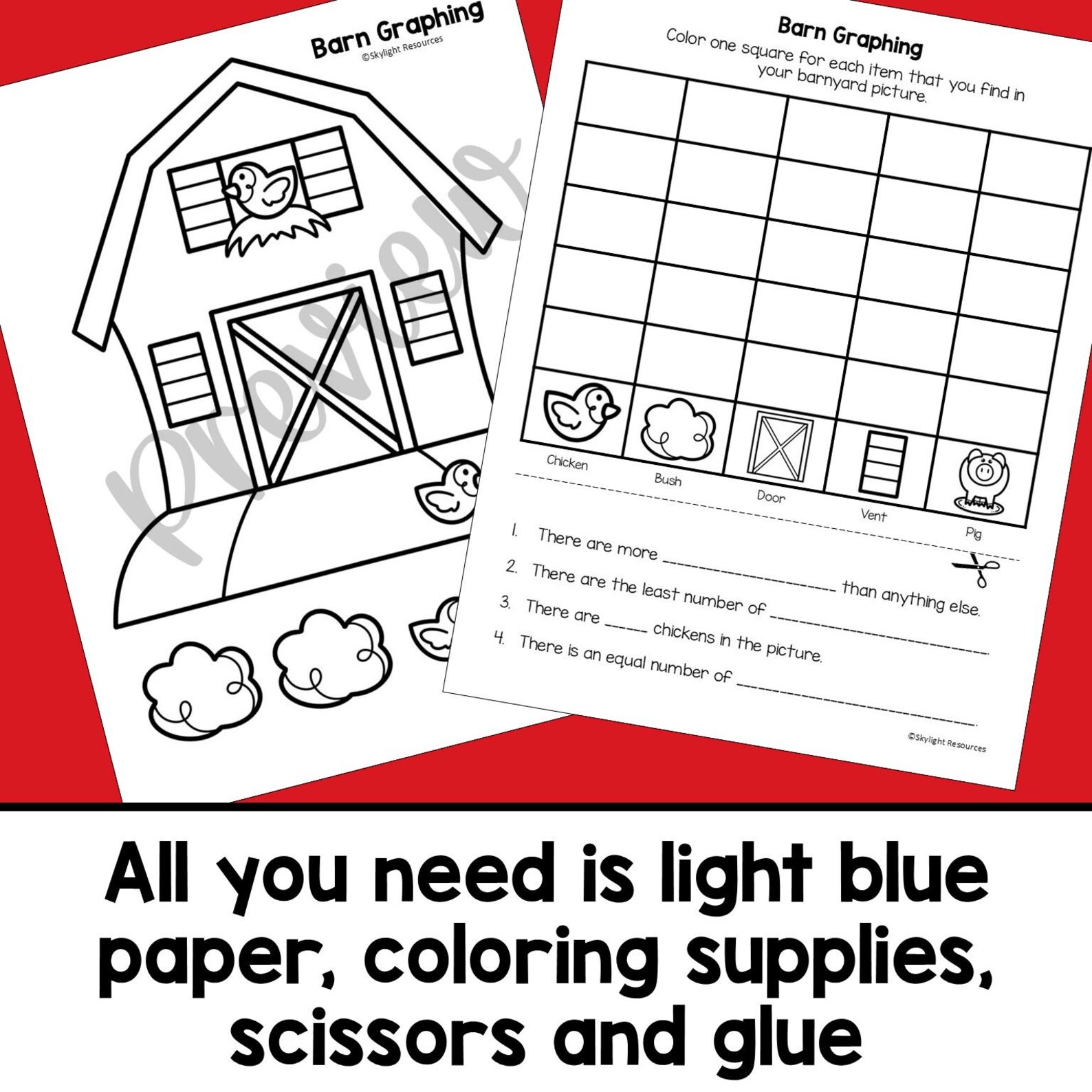 Barn and Animals Graphing | Fun Farm Math Craft Activity for Kids - Etsy