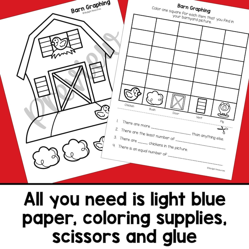 Barn and Animals Graphing | Fun Farm Math Craft Activity for Kids - Etsy