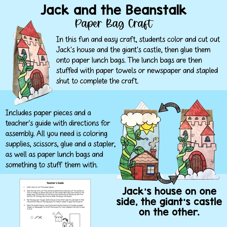 Jack and the Beanstalk Paper Bag Kids Craft Classroom Activity - Etsy