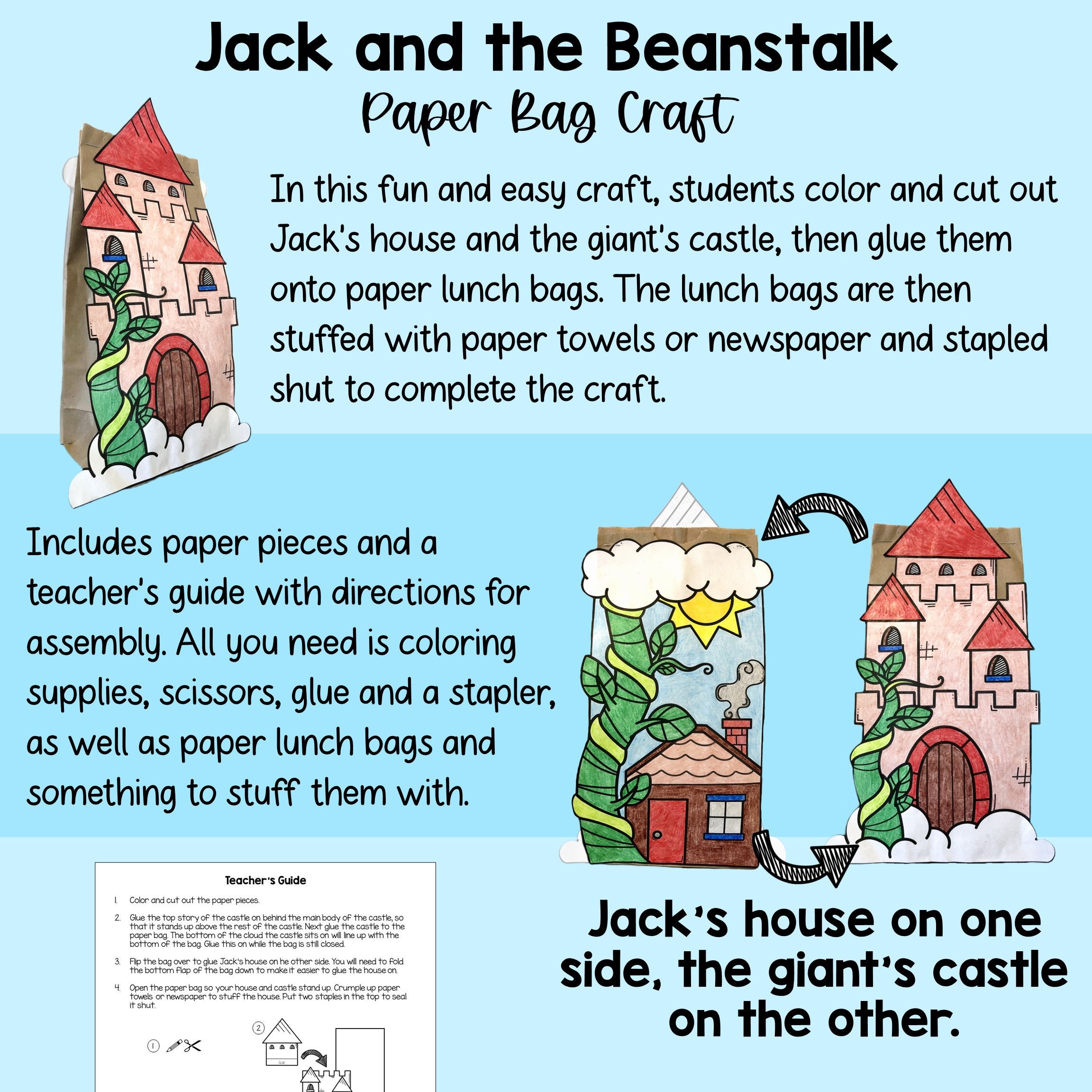 Jack and the Beanstalk Paper Bag Kids Craft Classroom Activity - Etsy