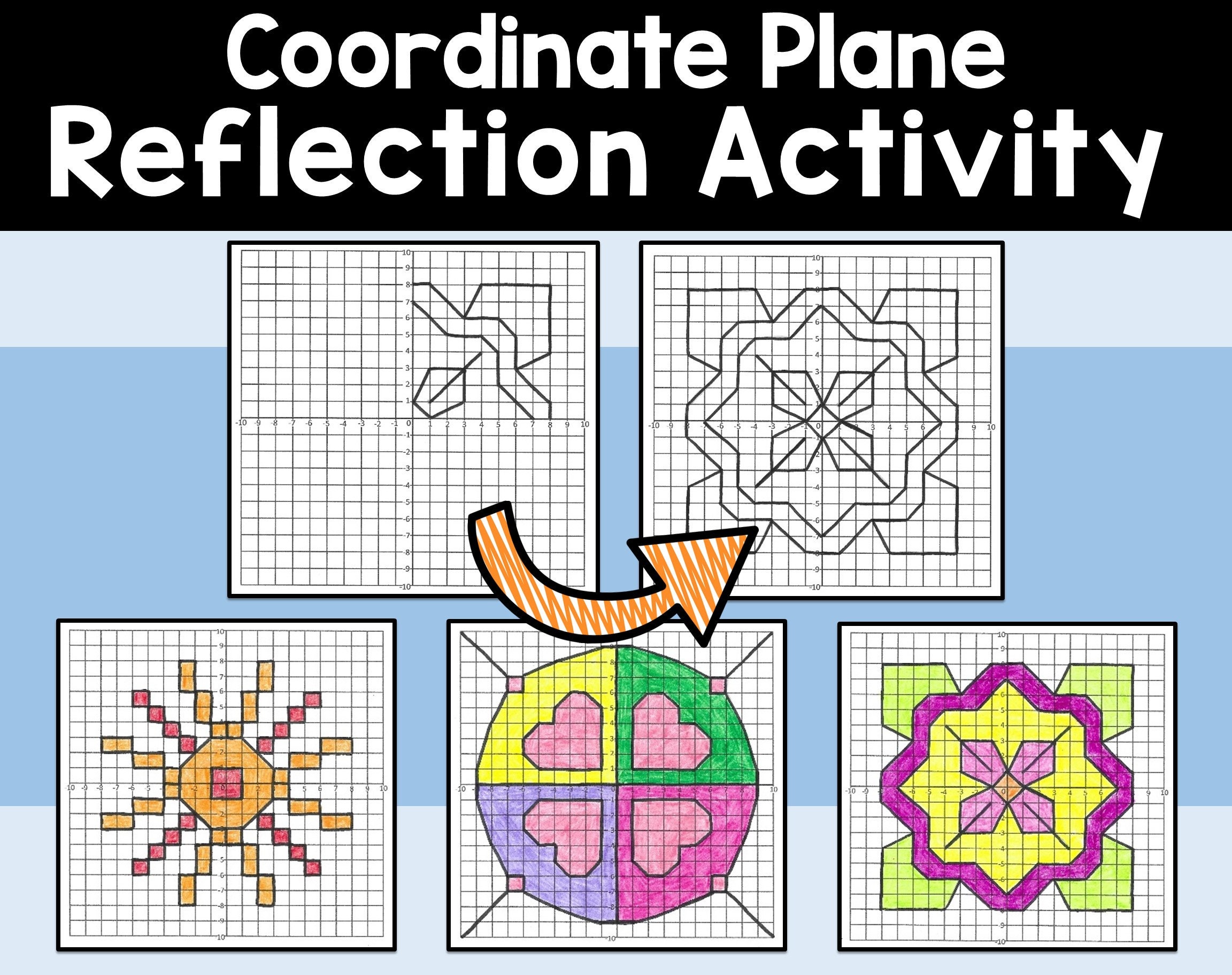 Coordinate Plane Symmetry and Reflection Mystery Picture Math Graphing ...