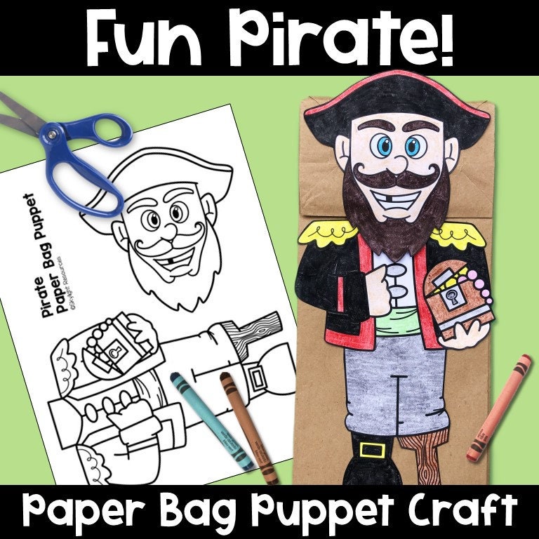 Paper Bag Puppet | Fun Pirate Craft Activity for Kids | for Classroom ...