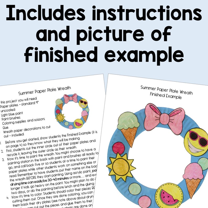 Summer Wreath Paper Plate Craft Activity for Kids - Etsy