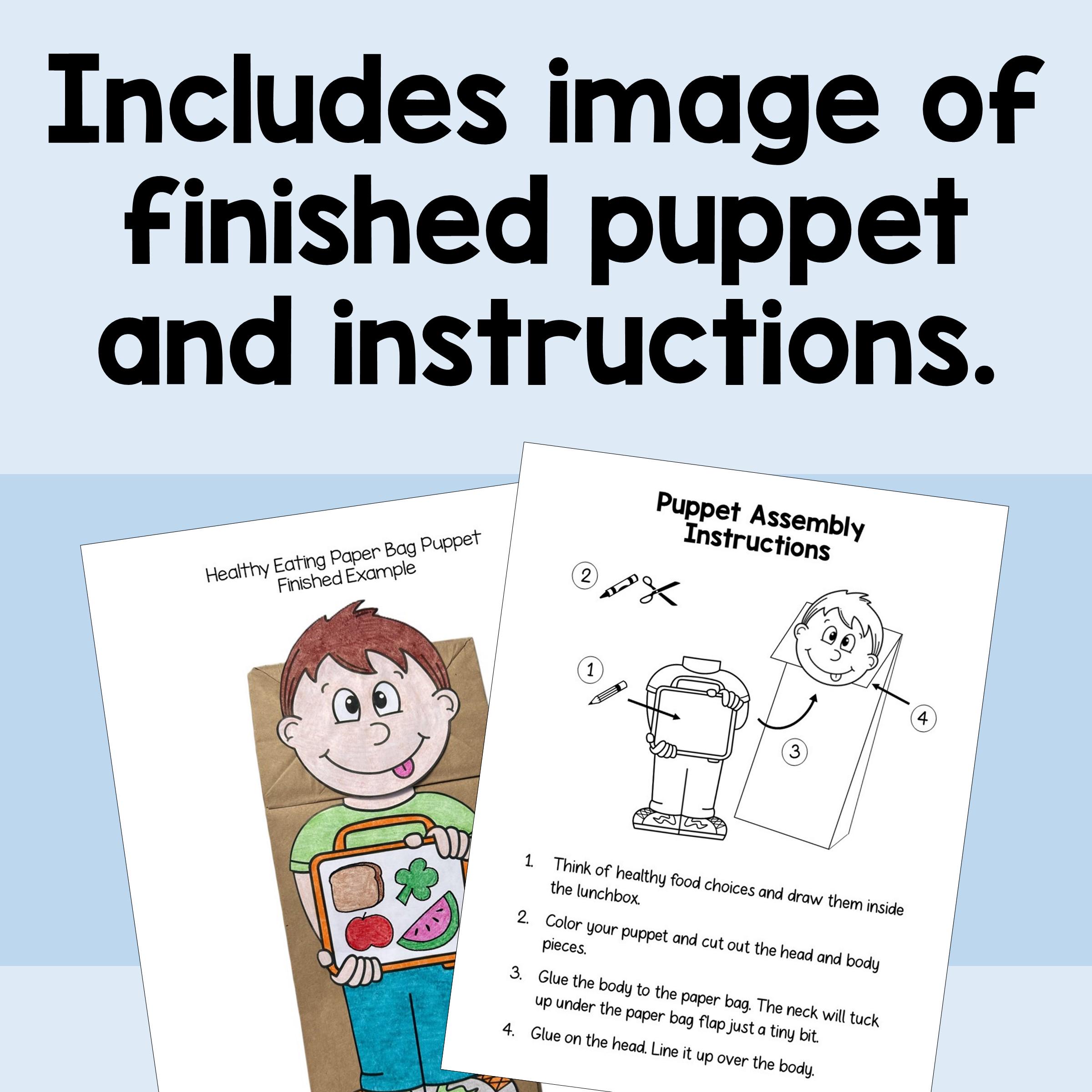 Healthy Eating Fun Paper Bag Puppet | Healthy Food Choices Craft ...