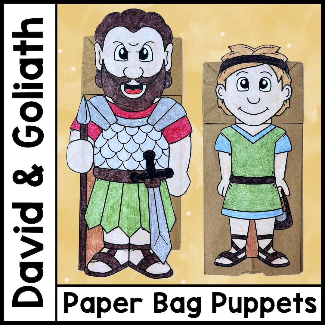 David and Goliath Paper Bag Puppets Bible Lesson Craft Activity for ...
