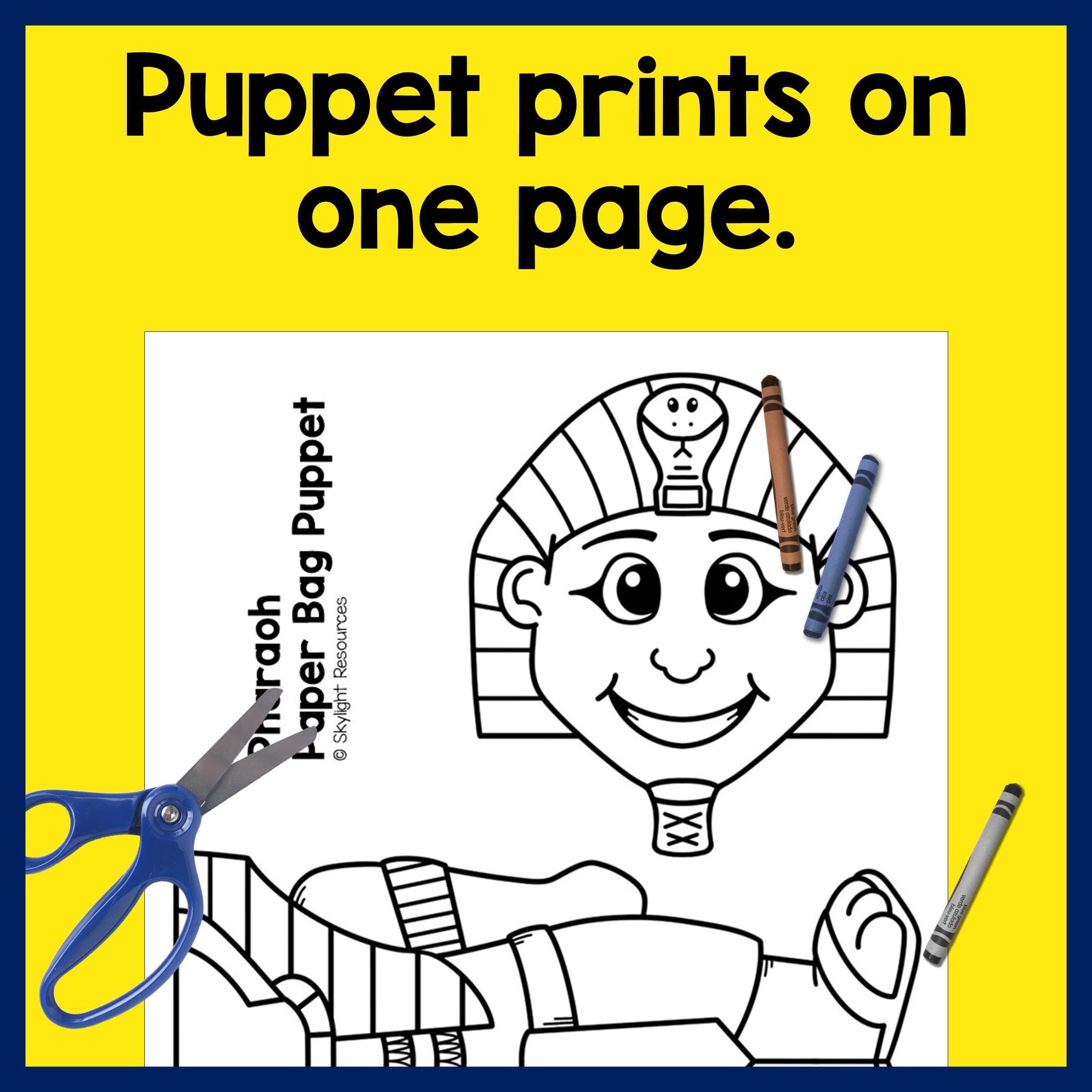 Ancient Egypt Pharaoh Paper Bag Puppet Craft Activity Template - Etsy