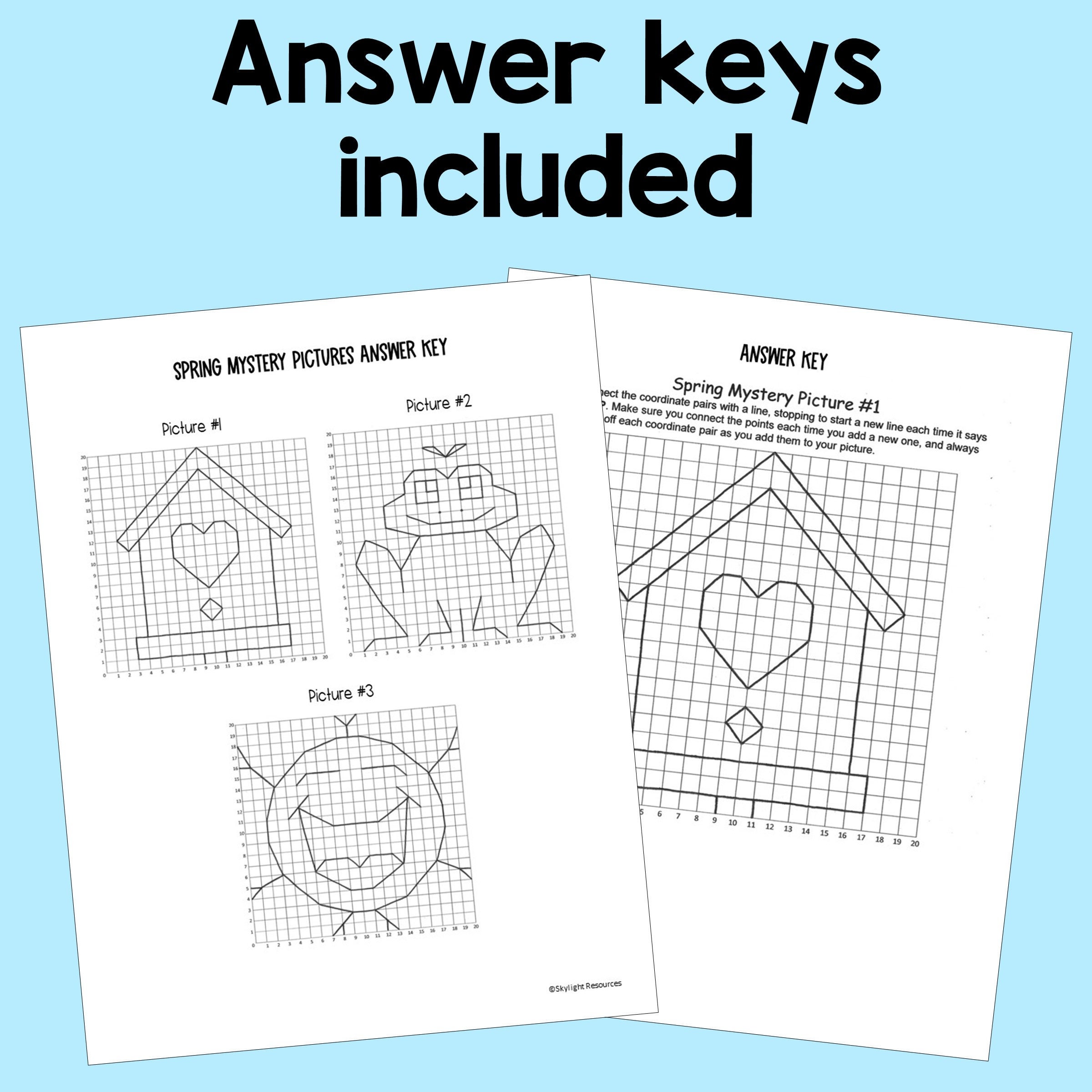 Spring Coordinate Plane Mystery Graphing Pictures in Quadrant I Fun ...