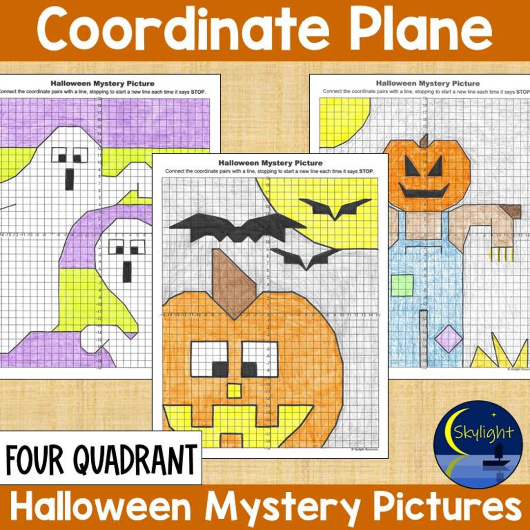 Halloween Four Quadrant Coordinate Plane Graphing Mystery Pictures Math ...