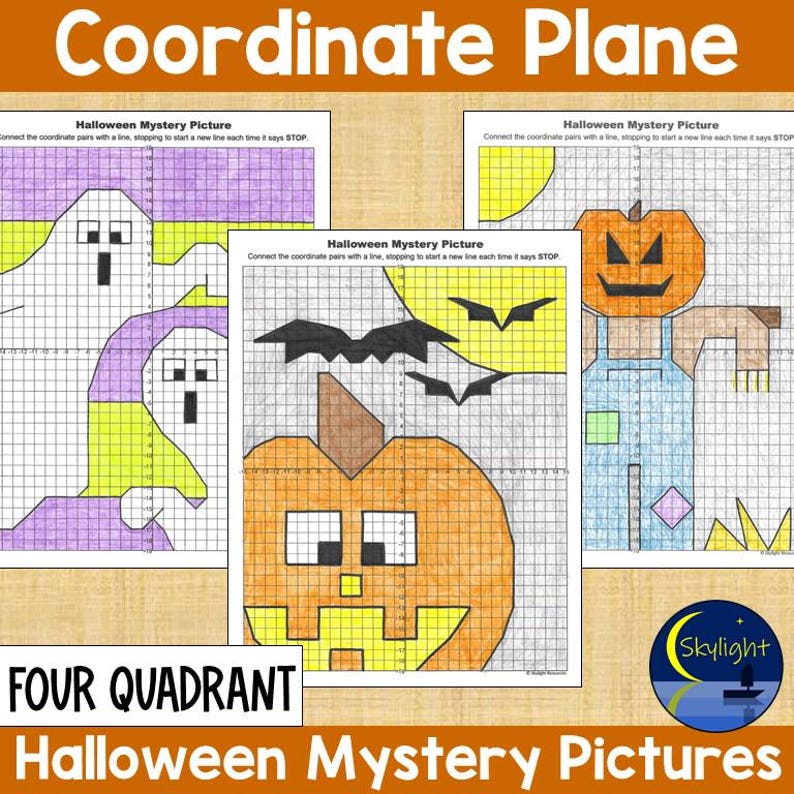 Halloween Four Quadrant Coordinate Plane Graphing Mystery Pictures Math ...