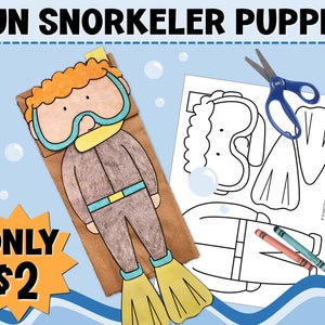 Summer Snorkeler Paper Bag Puppet Kids Craft Activity - Etsy