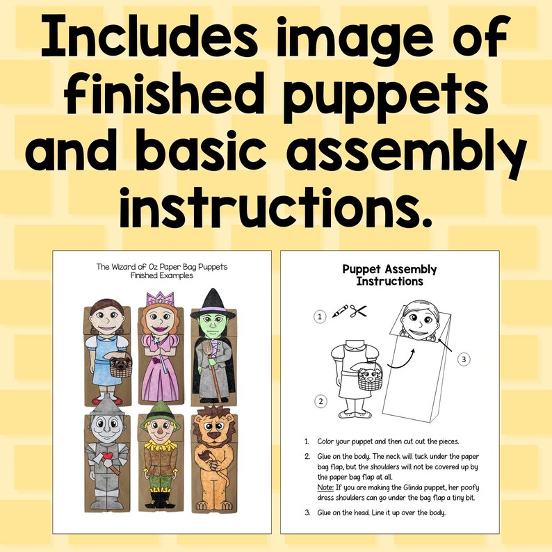 Wizard of Oz Paper Bag Puppets, Fun Craft Activity With Wicked Witch ...