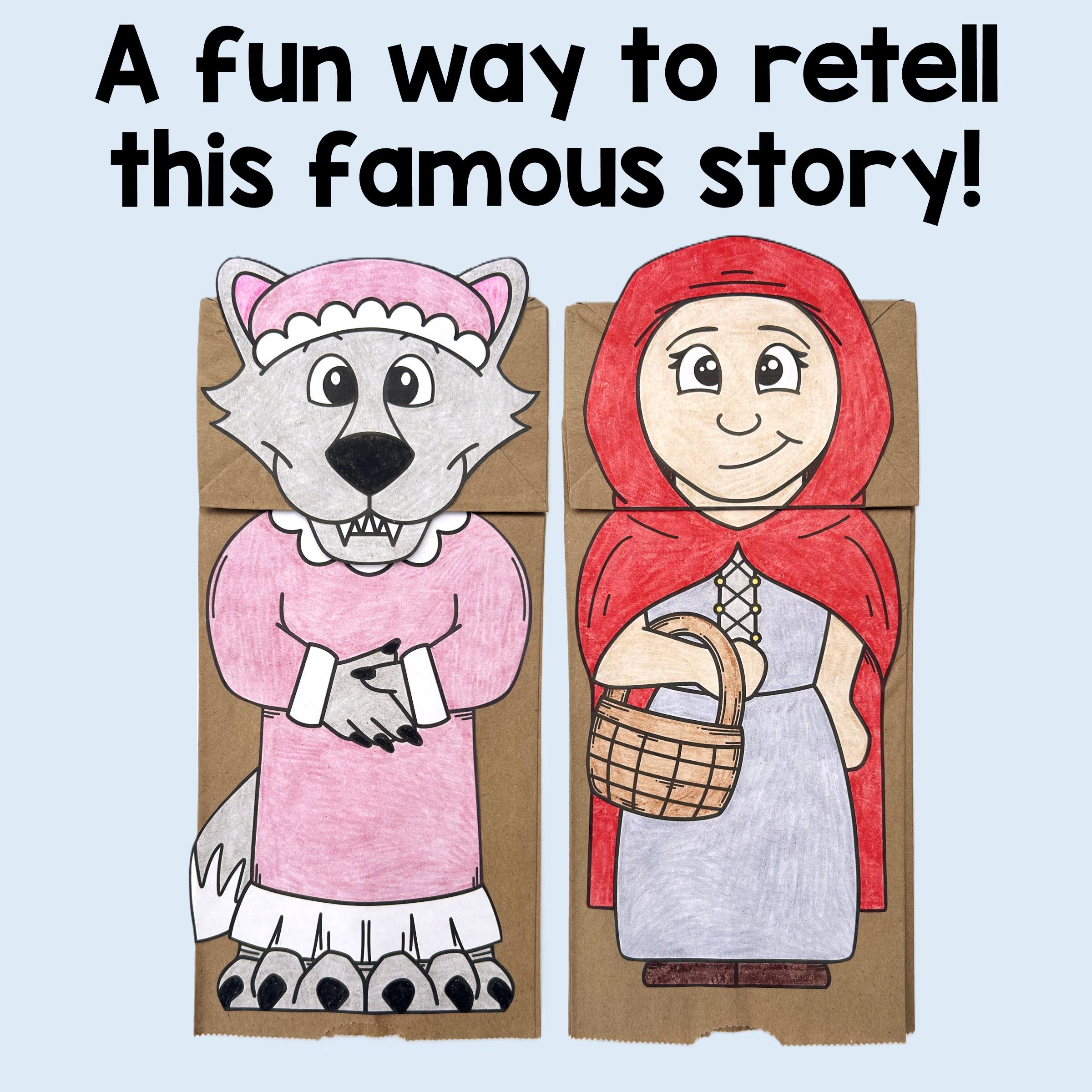 Little Red Riding Hood Paper Bag Puppets, Read Aloud Story Retell Craft ...