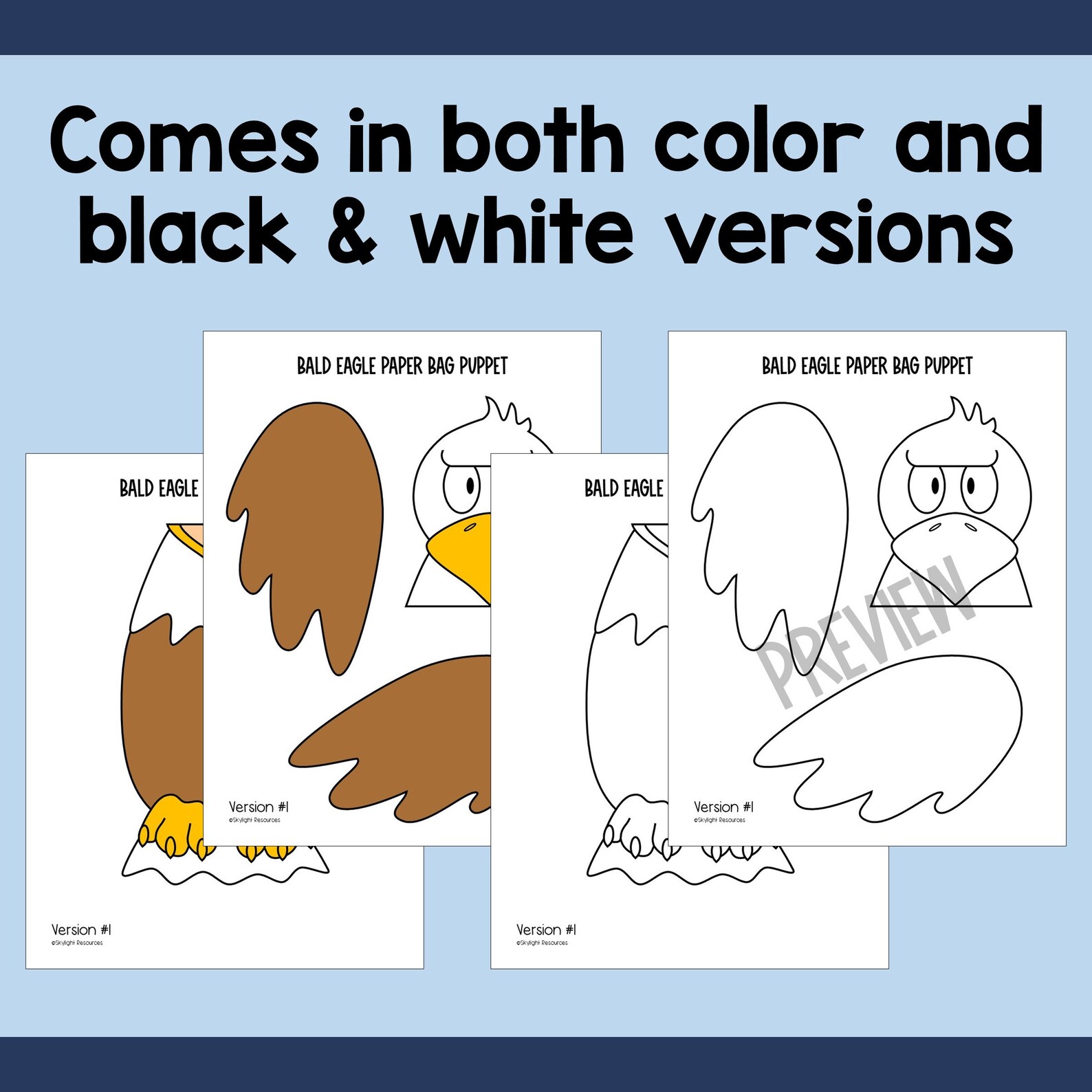 Bald Eagle Paper Bag Puppet Craft: Patriotic Holidays (digital Download ...