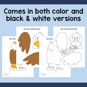 Bald Eagle Paper Bag Puppet Craft for Patriotic Holidays | Great for ...