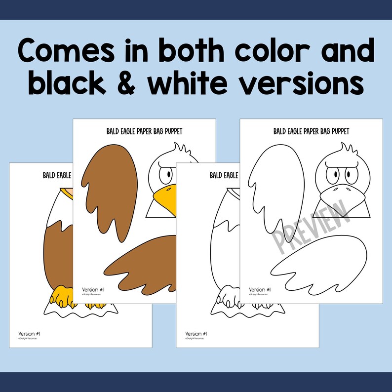 Bald Eagle Paper Bag Puppet Craft for Patriotic Holidays | Great for ...