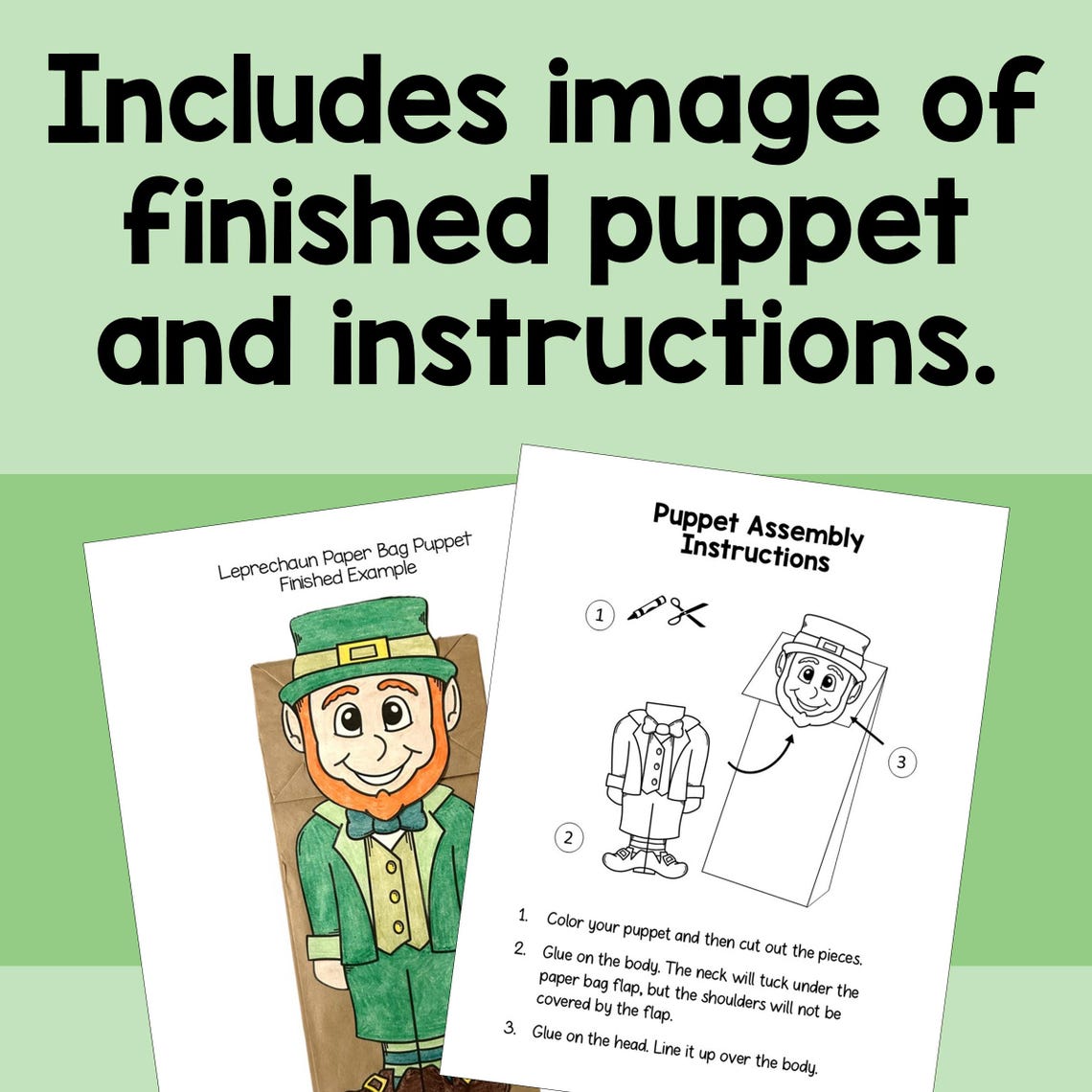 Leprechaun Paper Bag Puppet Kids St. Patrick's Day Craft Activity for ...