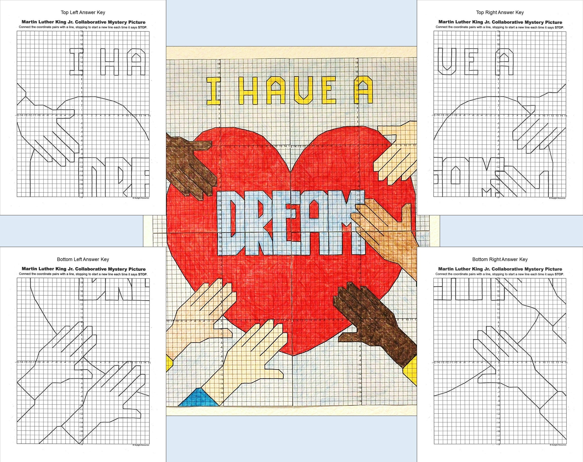 Collaborative Martin Luther King Jr. Coordinate Plane Graphing Picture ...