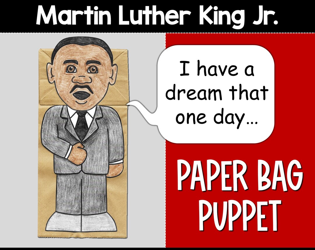 Martin Luther King Jr. Paper Bag Puppet Black History Month Craft ...