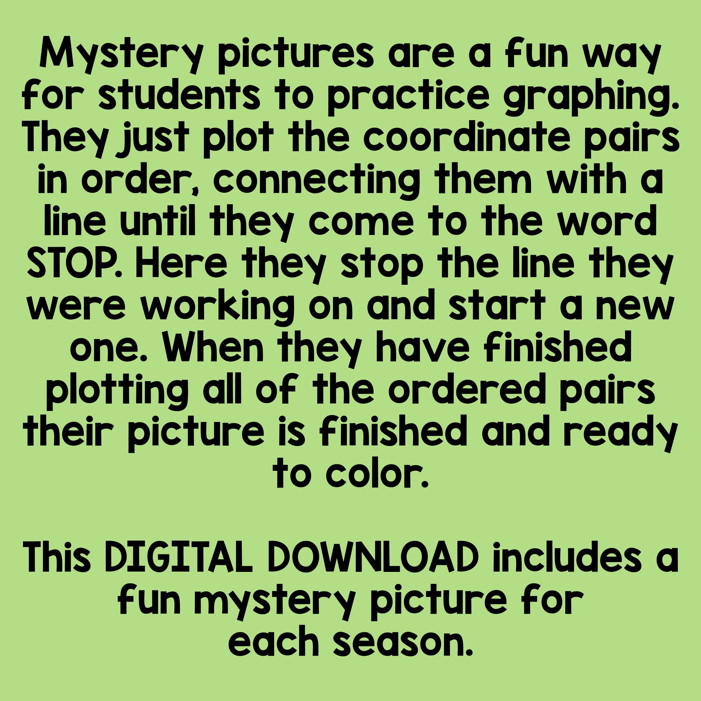 EASY Four Quadrant Coordinate Plane Graphing Pictures for the Seasons ...