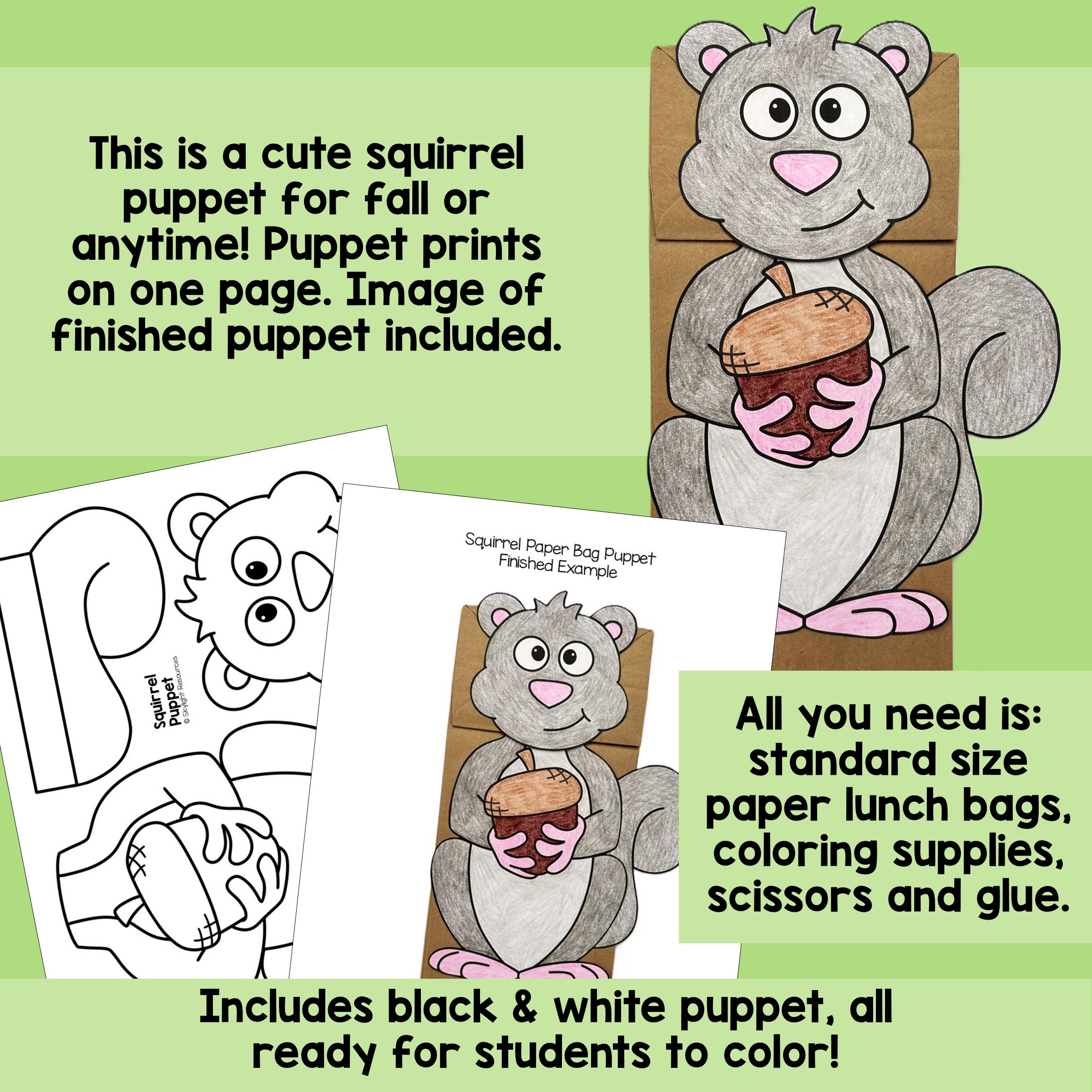 Squirrel Paper Bag Puppet: Kids Craft Activity (digital Download) - Etsy