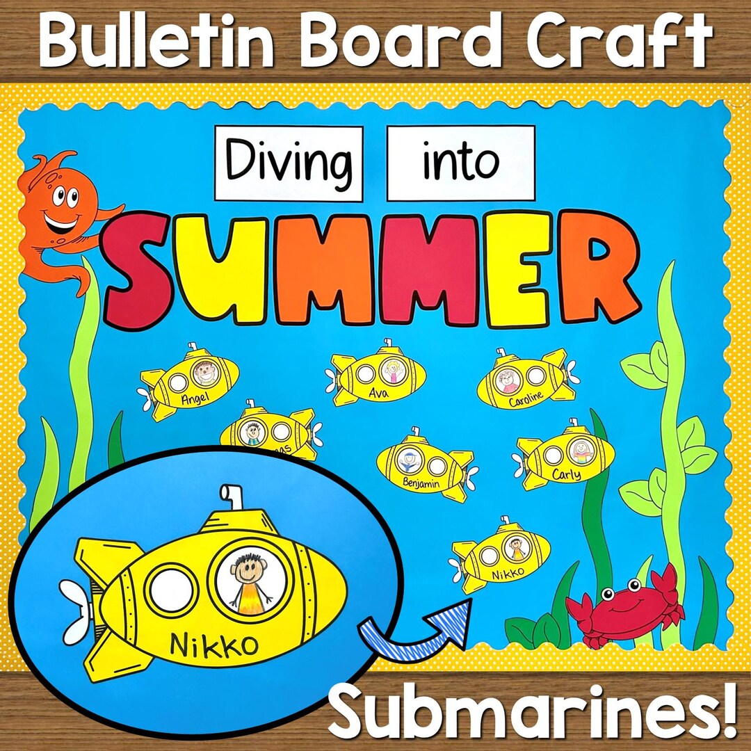 Summer Themed Ocean Bulletin Board With Submarine Craft Activity for ...