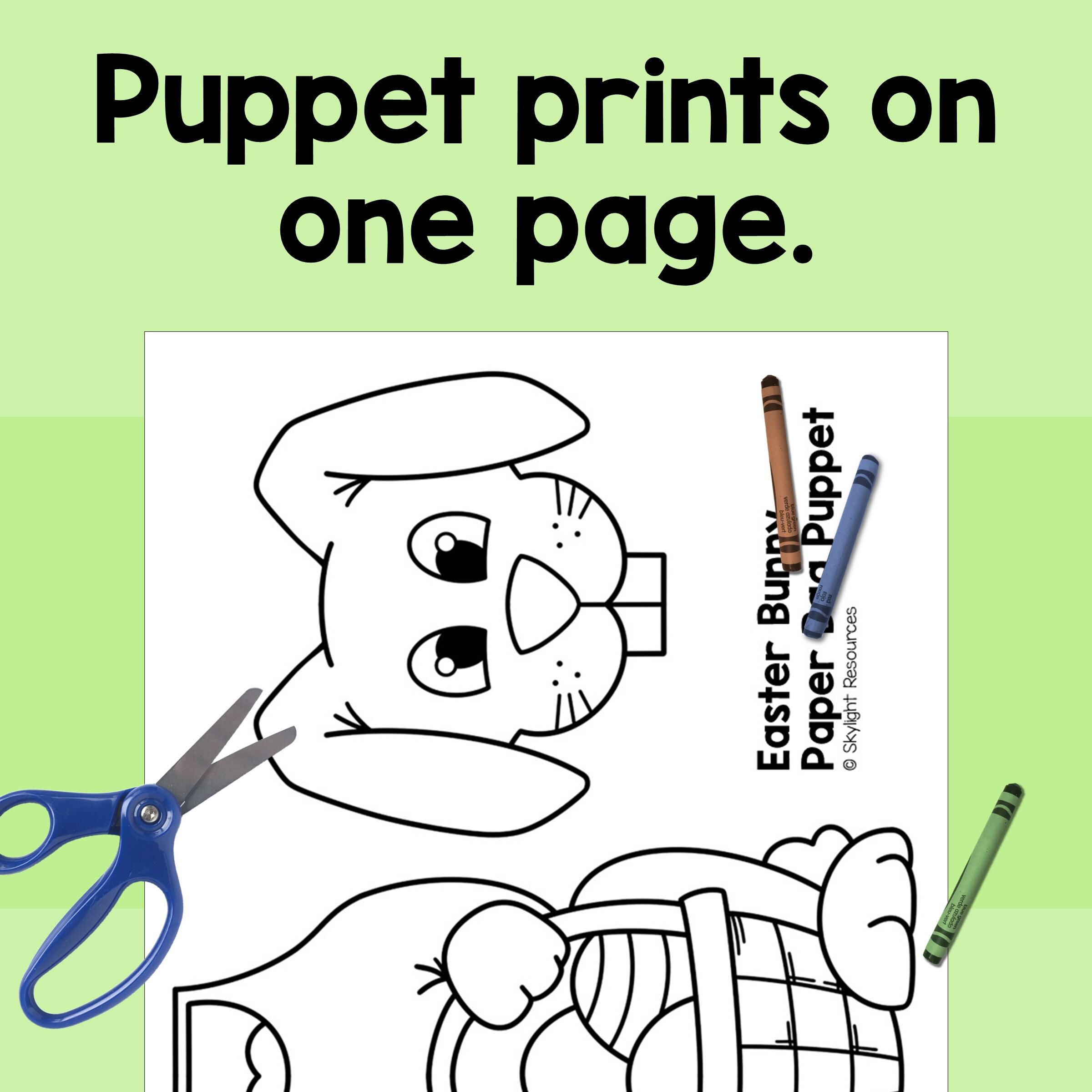 Easter Bunny Paper Bag Puppet Kids Craft Activity for School or Home ...