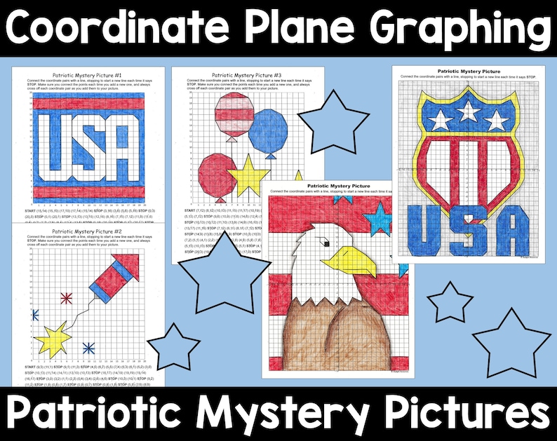 Patriotic Coordinate Plane Math Mystery Graphing Pictures in Four ...