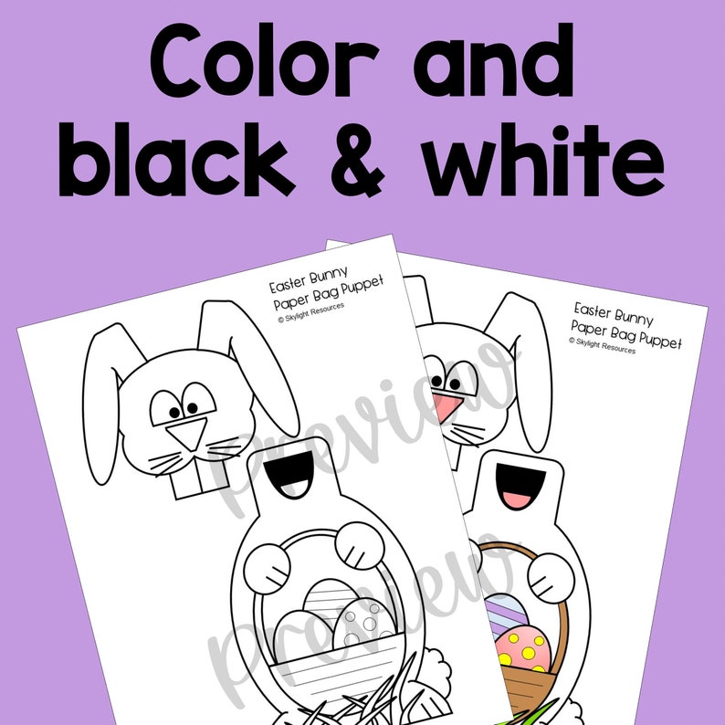 Easter Bunny Paper Bag Puppet Kids Craft Activity for School or Home - Etsy