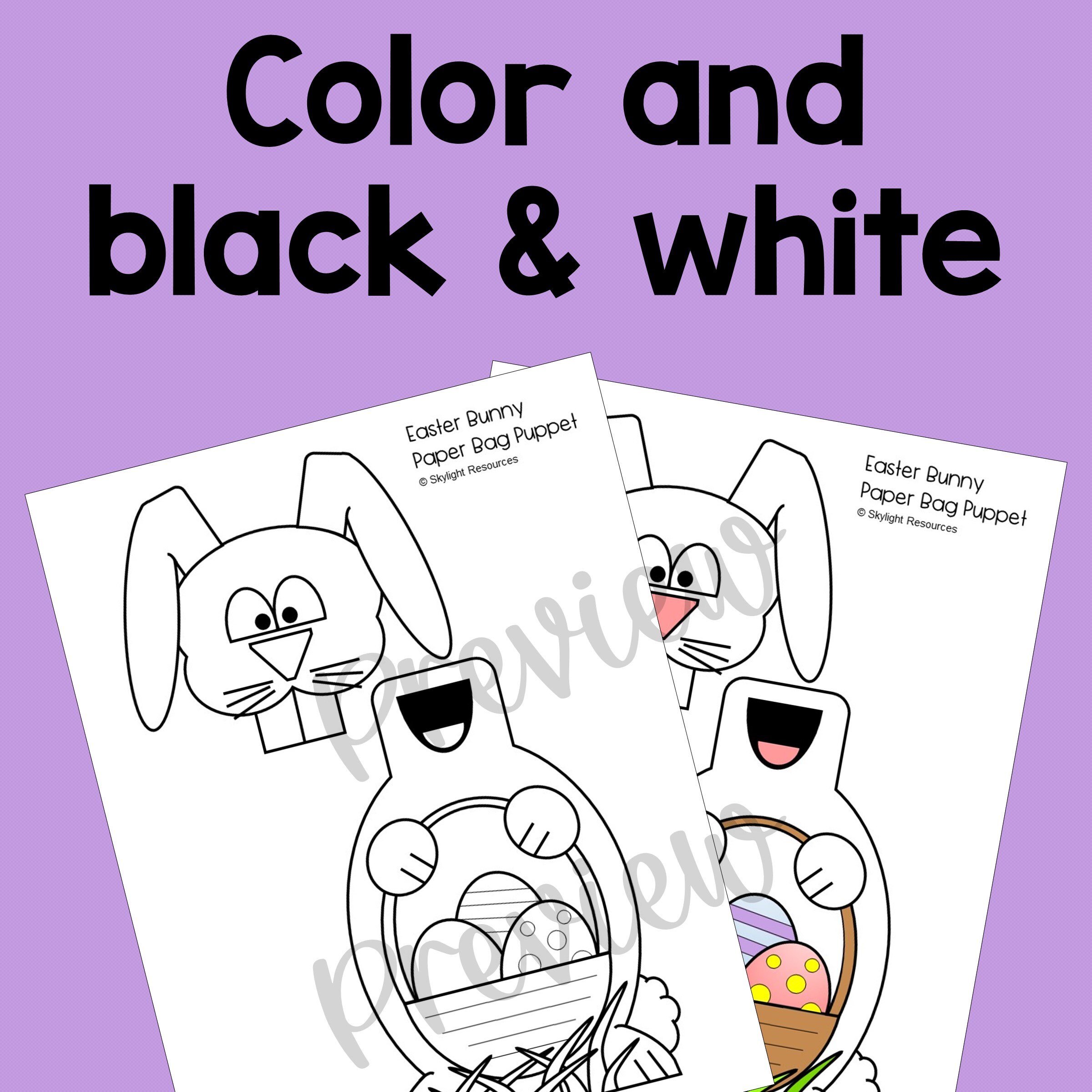 Easter Bunny Paper Bag Puppet Kids Craft Activity for School or Home - Etsy