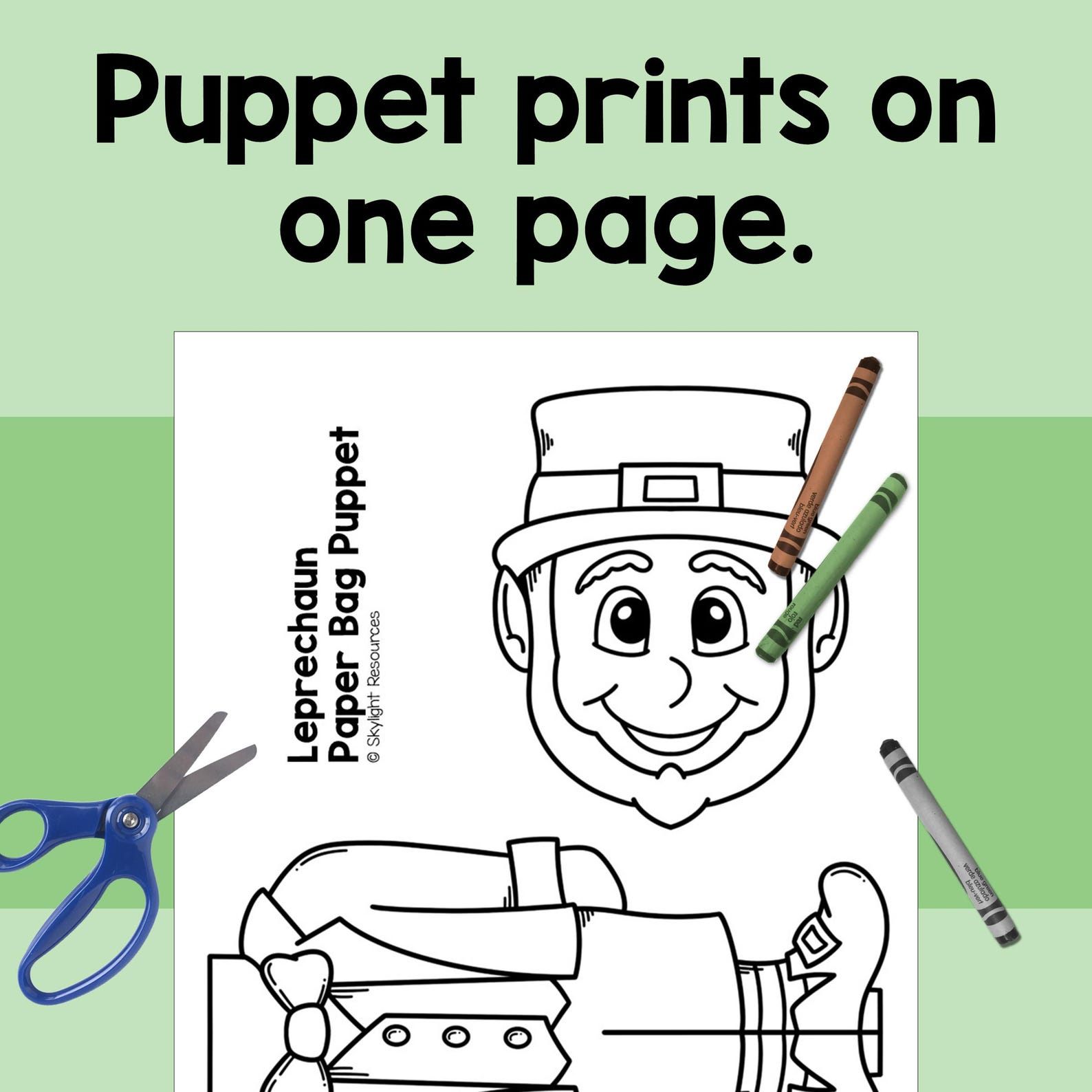 Leprechaun Paper Bag Puppet Kids St. Patrick's Day Craft Activity for ...