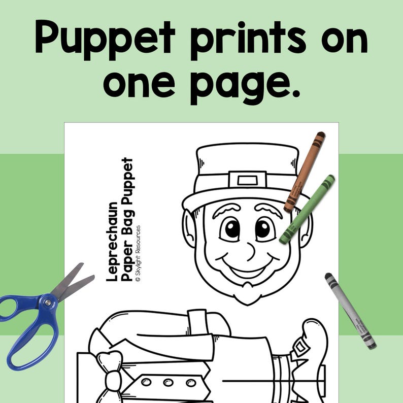 Leprechaun Paper Bag Puppet Kids St. Patrick's Day Craft Activity for ...