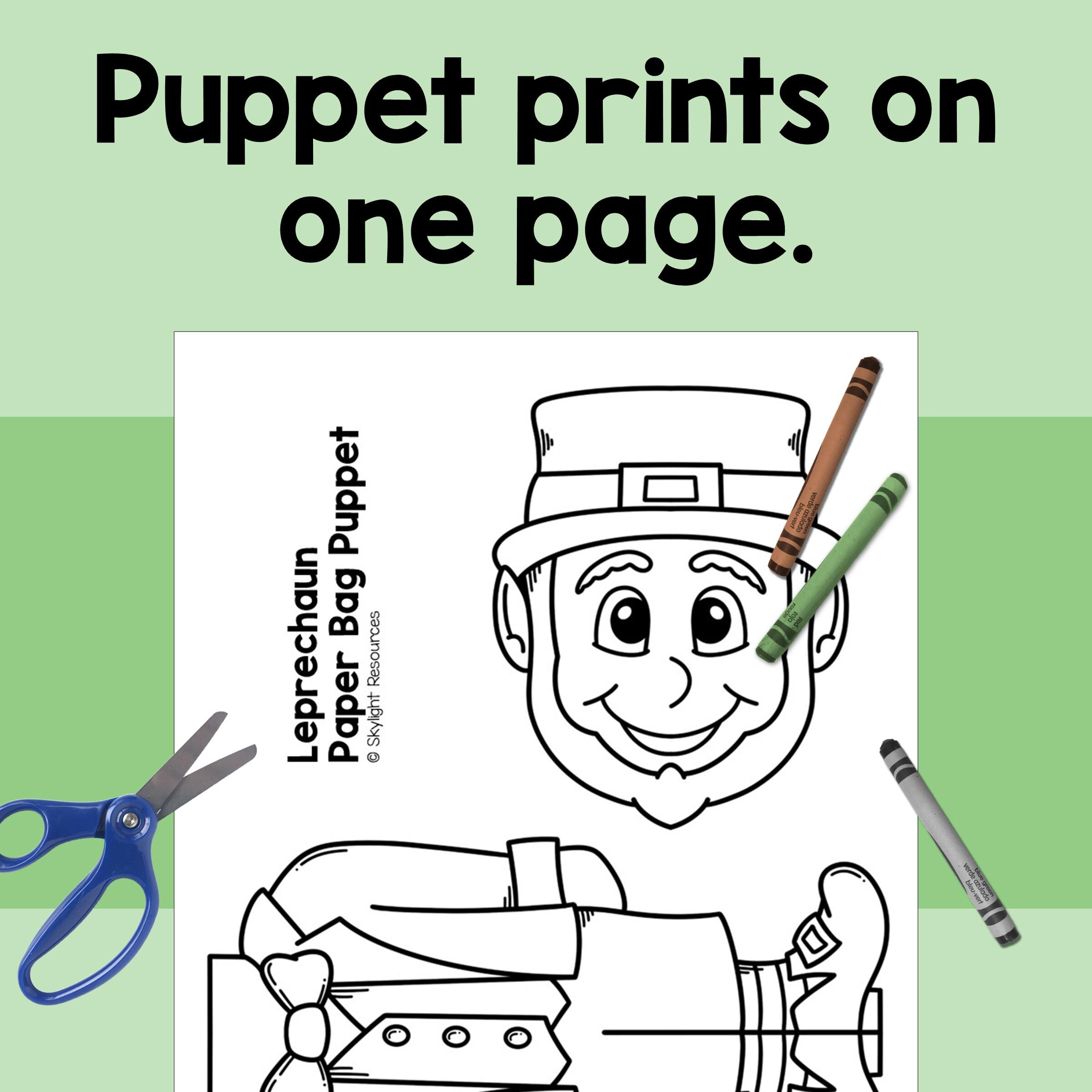 Leprechaun Paper Bag Puppet Kids St. Patrick's Day Craft Activity for ...